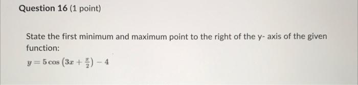 Solved State the first minimum and maximum point to the | Chegg.com