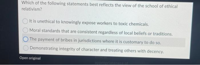 Solved Which of the following statements best reflects the | Chegg.com