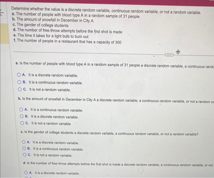 Solved Determine whether the value is a discrete random | Chegg.com