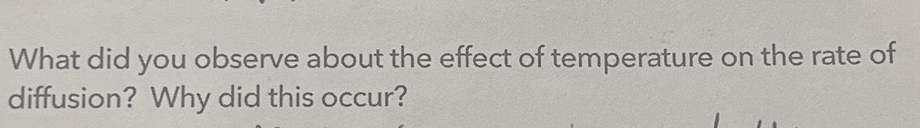 Solved What did you observe about the effect of temperature | Chegg.com