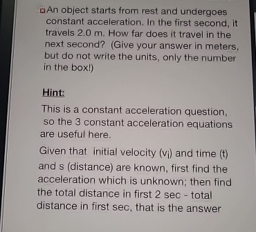 Solved ๗An object starts from rest and undergoes constant | Chegg.com