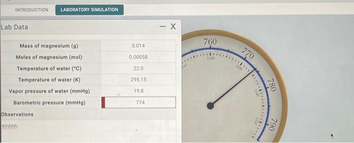INTRODUCTION LABORATORY SIMULATION | Chegg.com
