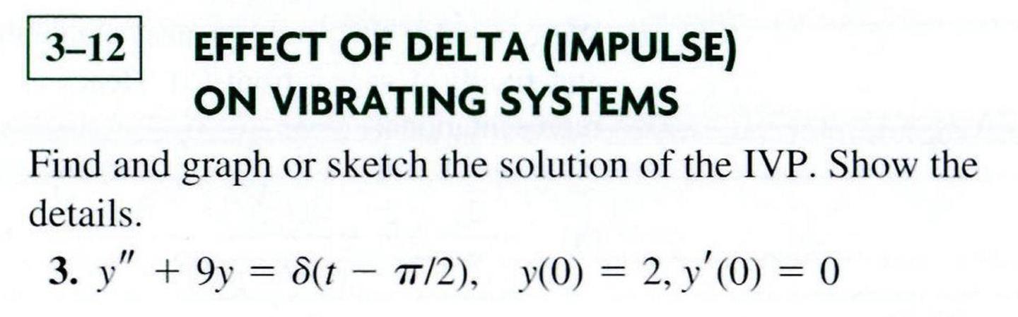 Solved 3-12 EFFECT OF DELTA (IMPULSE) ON VIBRATING SYSTEMS | Chegg.com