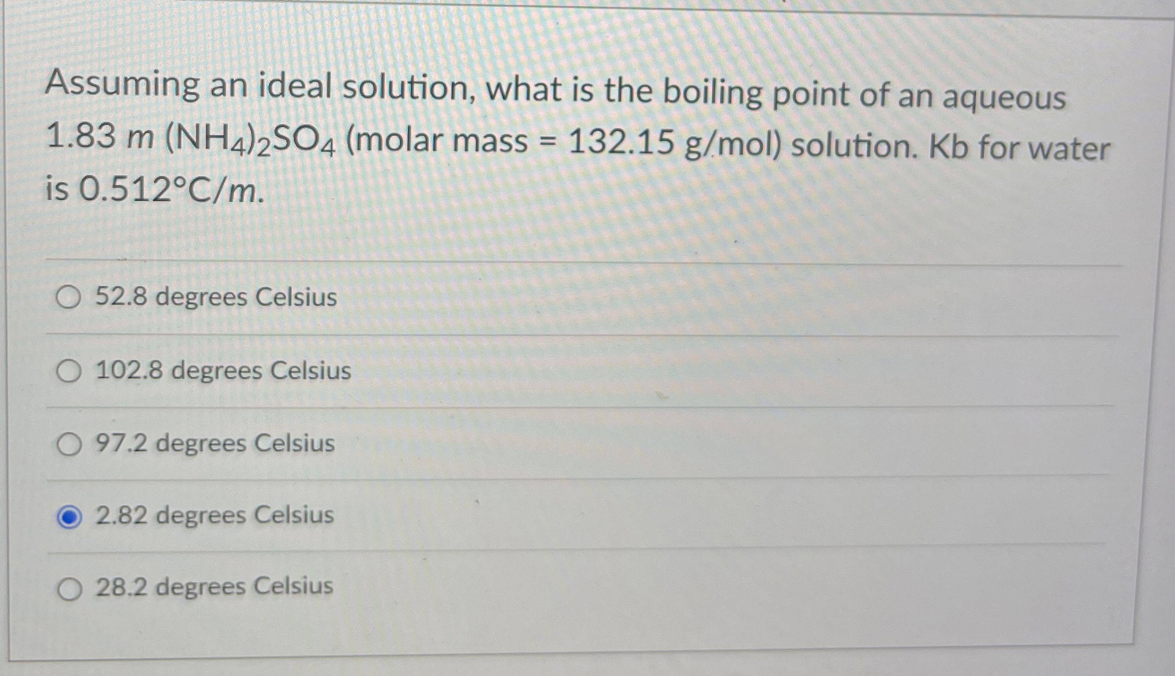 Solved Assuming an ideal solution, what is the boiling point | Chegg.com
