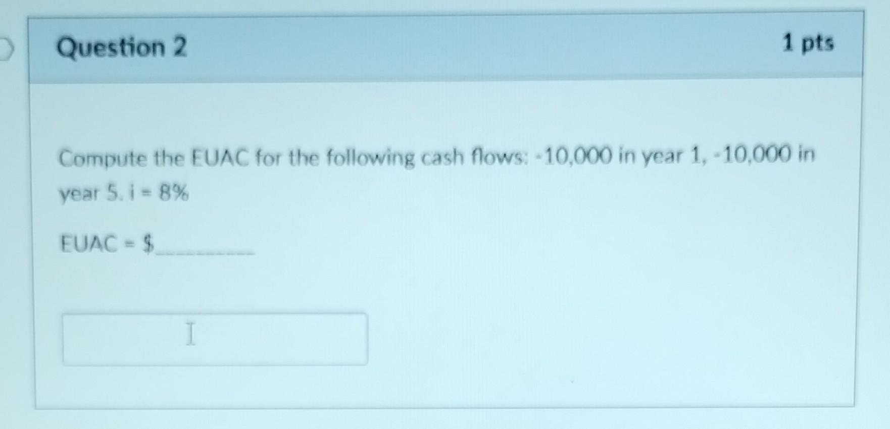 Solved Compute the EUAC for the following cash flows: - | Chegg.com