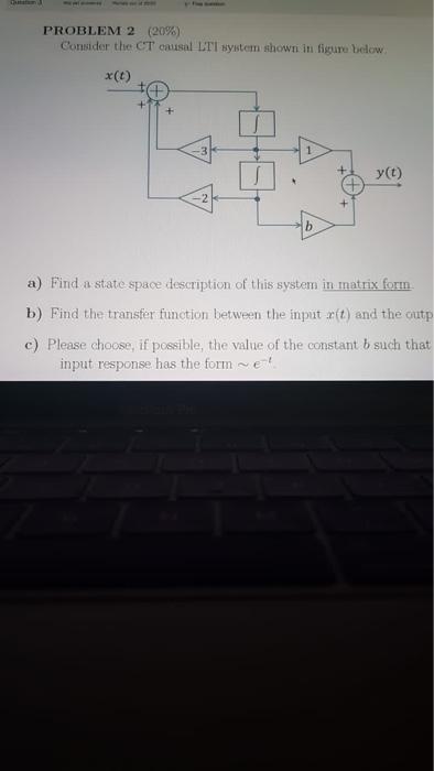 Solved Problem 1 Consider a system whose input x(t) and | Chegg.com