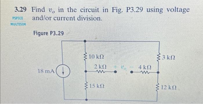 Solved 3.29 Find v0 in the circuit in Fig. P3.29 using | Chegg.com