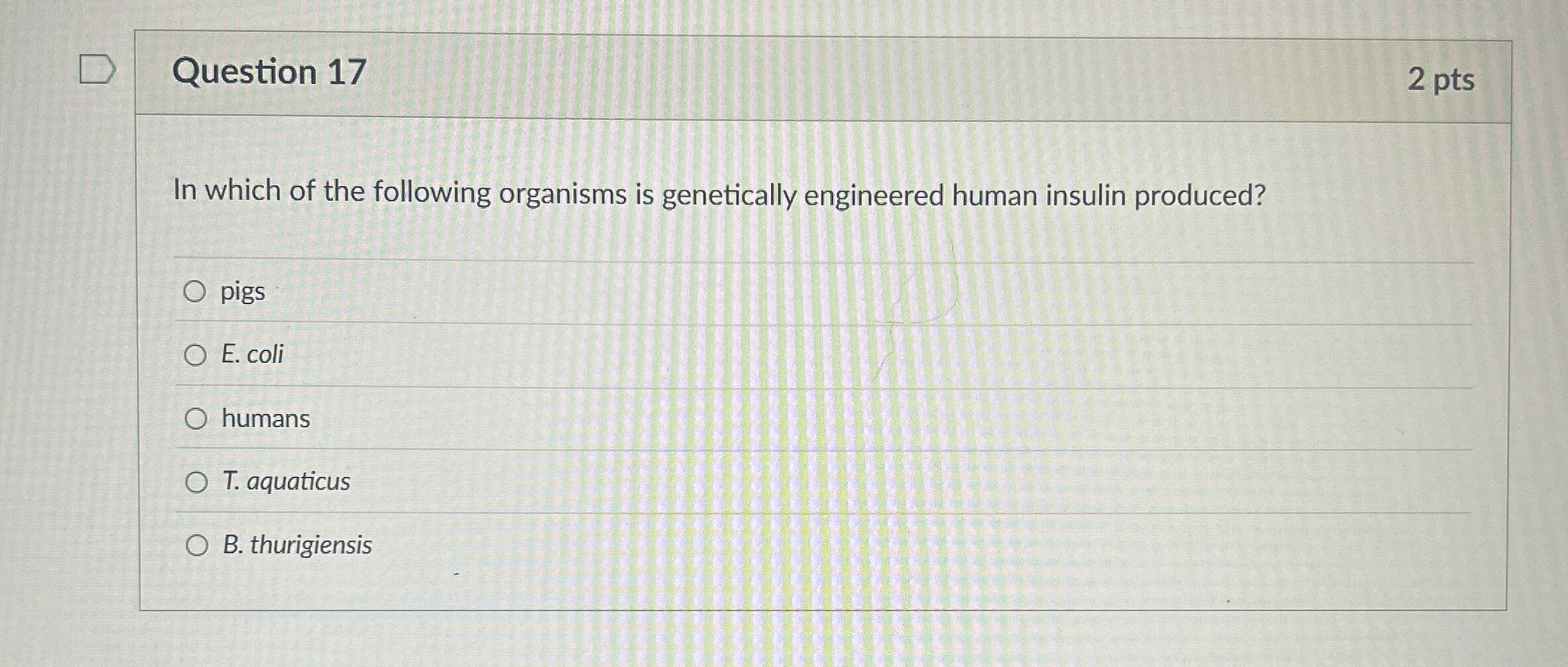 Solved Question 172 ﻿ptsIn which of the following organisms | Chegg.com