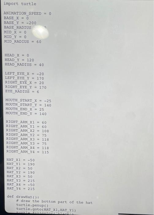 Solved Using Turtle Graphics Modify the snowman.py file | Chegg.com