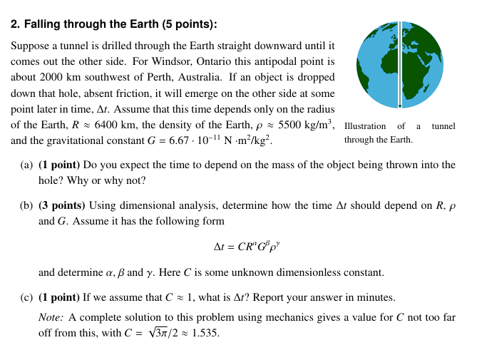 Solved Falling through the Earth ( 5 ﻿points):Suppose a | Chegg.com