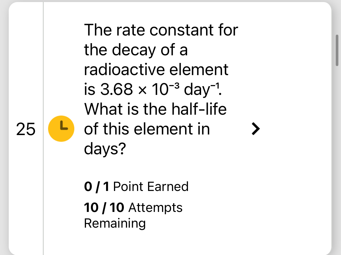 Solved The rate constant for the decay of a radioactive | Chegg.com