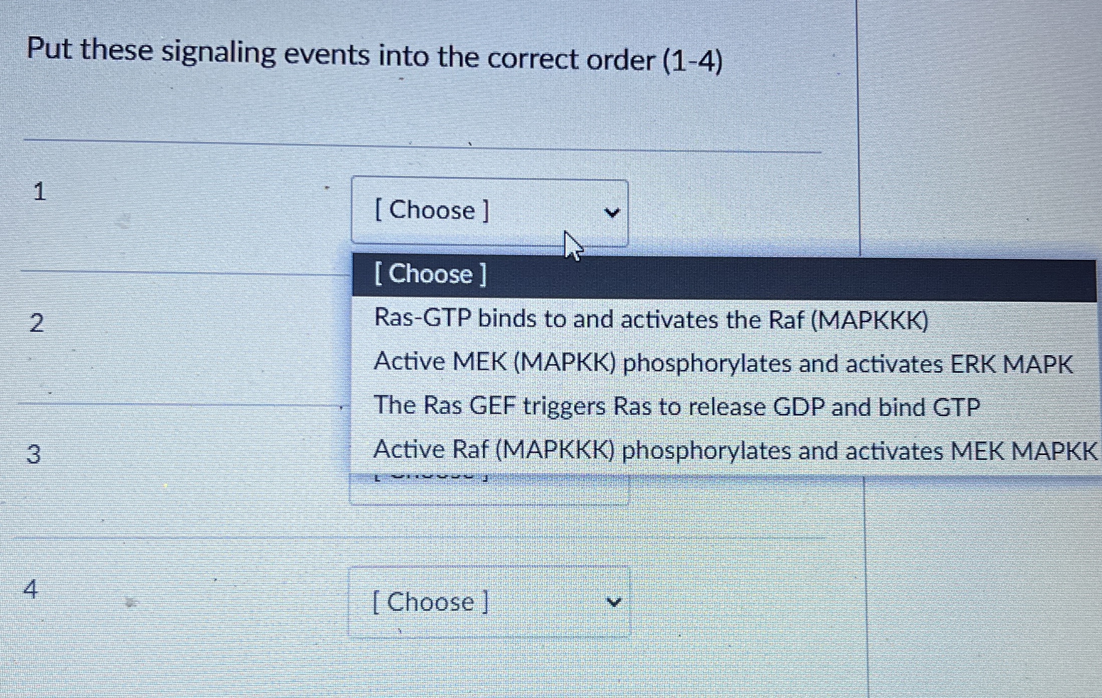 Solved Put these signaling events into the correct order | Chegg.com