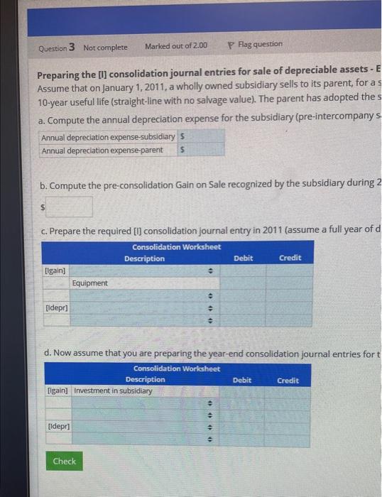 Preparing the [I] consolidation journal entries for | Chegg.com