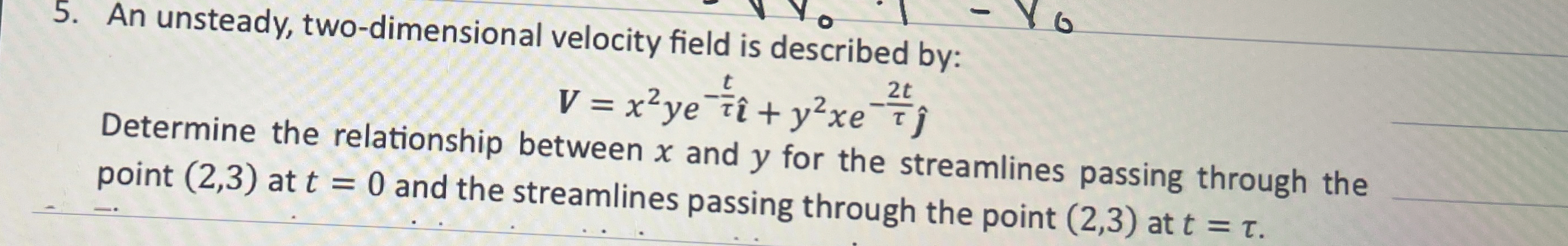 Solved An unsteady, two-dimensional velocity field is | Chegg.com