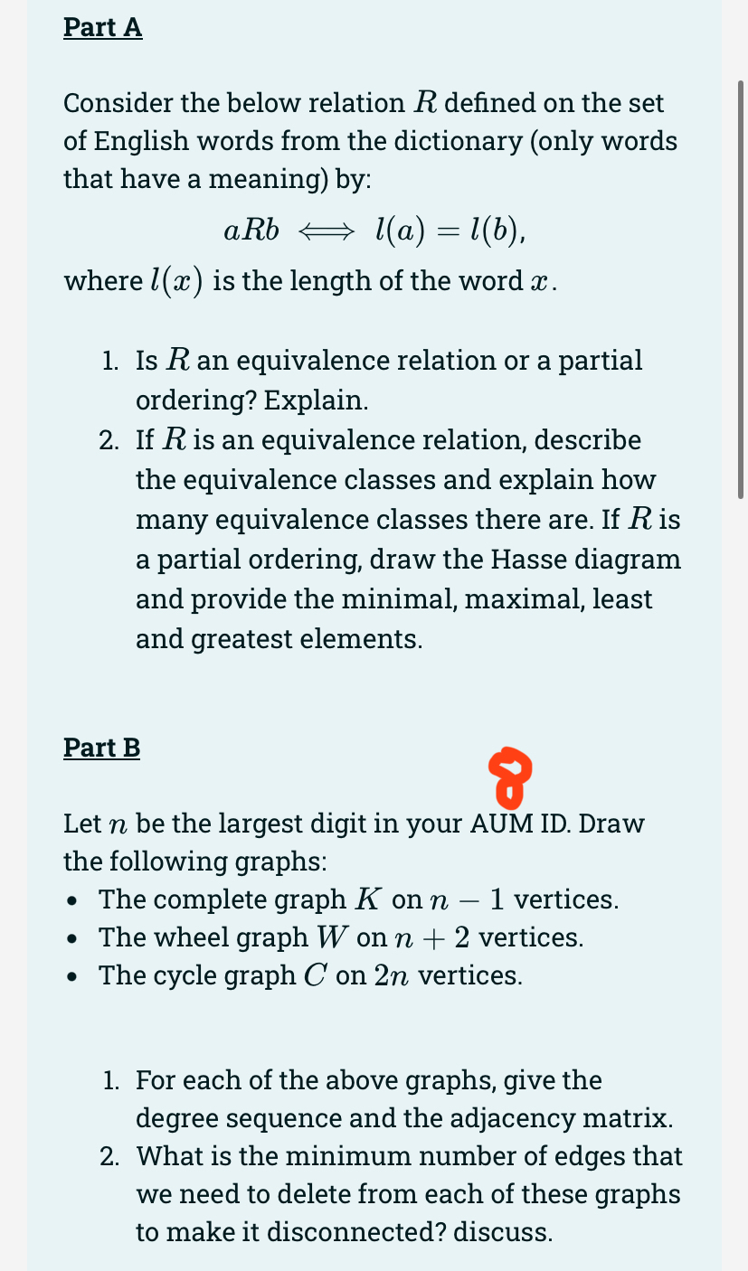Solved Part AConsider the below relation R ﻿defined on the | Chegg.com