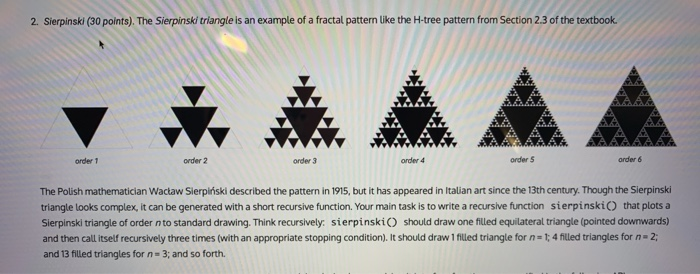 Solved 2. Sierpinski (30 points). The Sierpinski triangle is | Chegg.com
