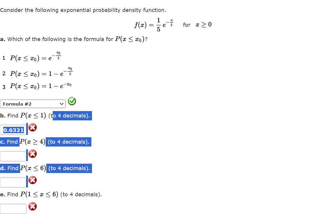 Solved Consider the following exponential probability | Chegg.com