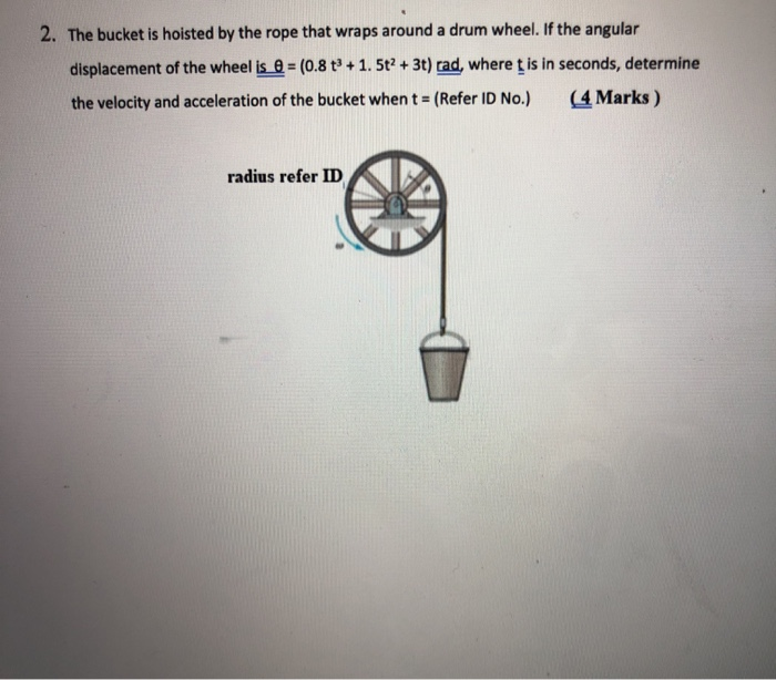 Solved 2. The bucket is hoisted by the rope that wraps | Chegg.com
