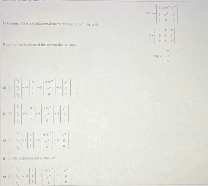 Solved Given the linear differential system x′=Ax with | Chegg.com