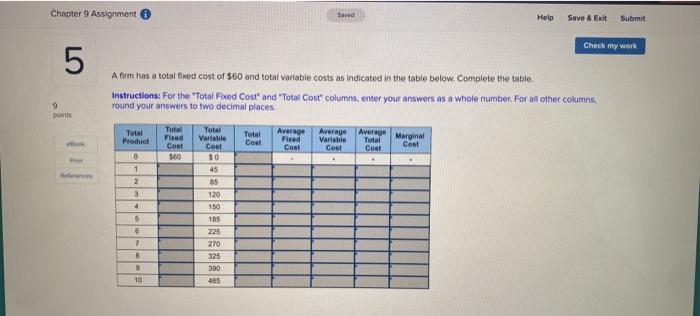 Solved Chapter 9 Assignment Shved Help Save & Exit Submit | Chegg.com