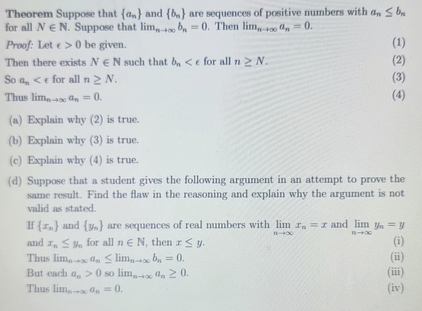 Solved Theorem Suppose that {an} ﻿and {bn} ﻿are sequences of | Chegg.com