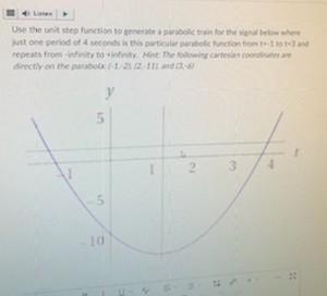 Solved Use the unit step function to generate a parabolic | Chegg.com