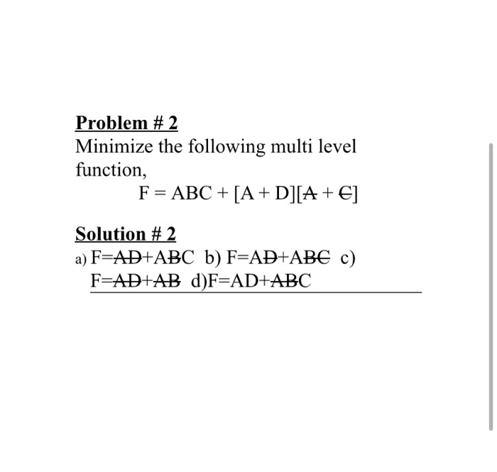 Solved Problem #2 Minimize the following multi level | Chegg.com
