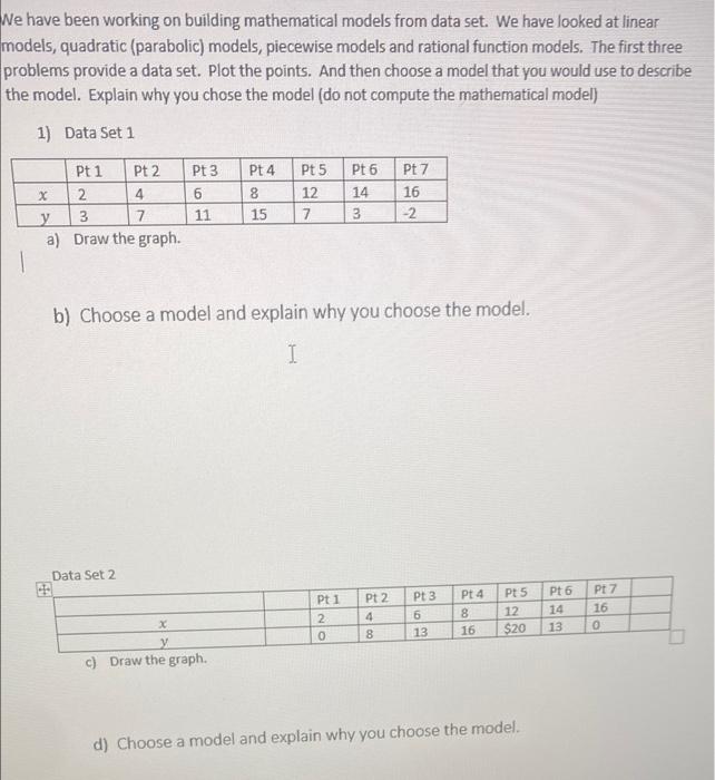 Solved We have been working on building mathematical models | Chegg.com