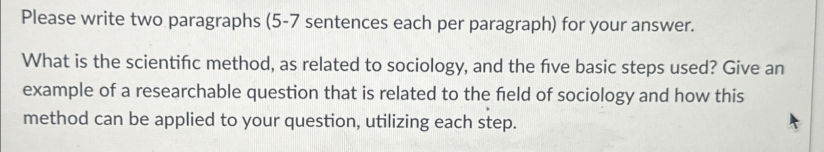 Solved Please write two paragraphs (5-7 ﻿sentences each per | Chegg.com