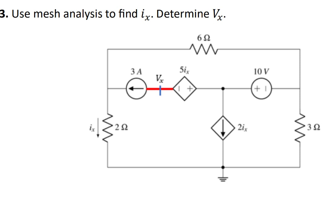 Use mesh analysis to find ix. ﻿Determine Vx. | Chegg.com