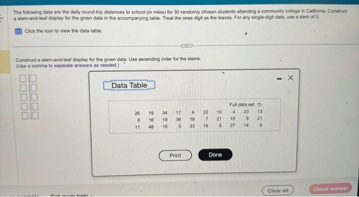 Solved The following data are the daily round-trip distances | Chegg.com