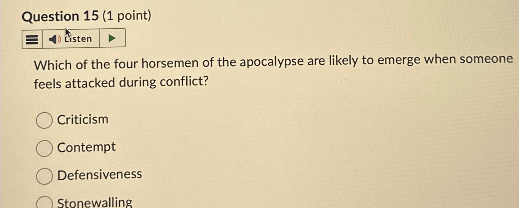 Solved Question 15 (1 ﻿point)ListenWhich of the four | Chegg.com