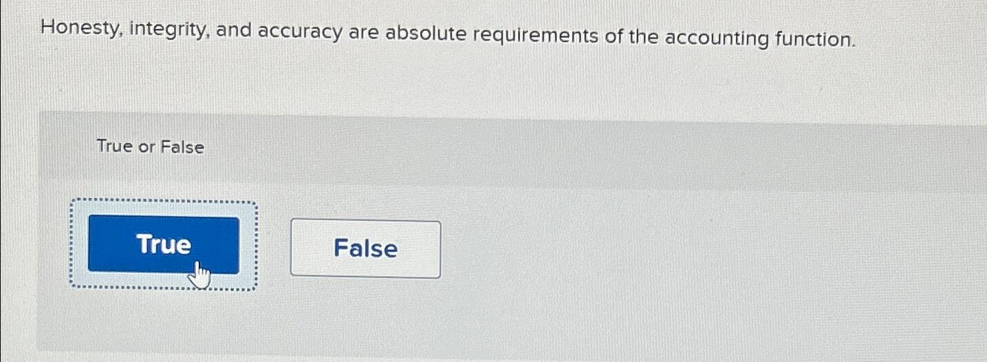 Solved Honesty, integrity, and accuracy are absolute | Chegg.com