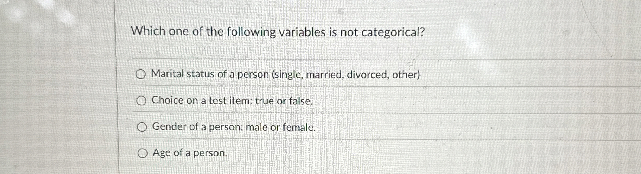 Which one of the following variables is not | Chegg.com