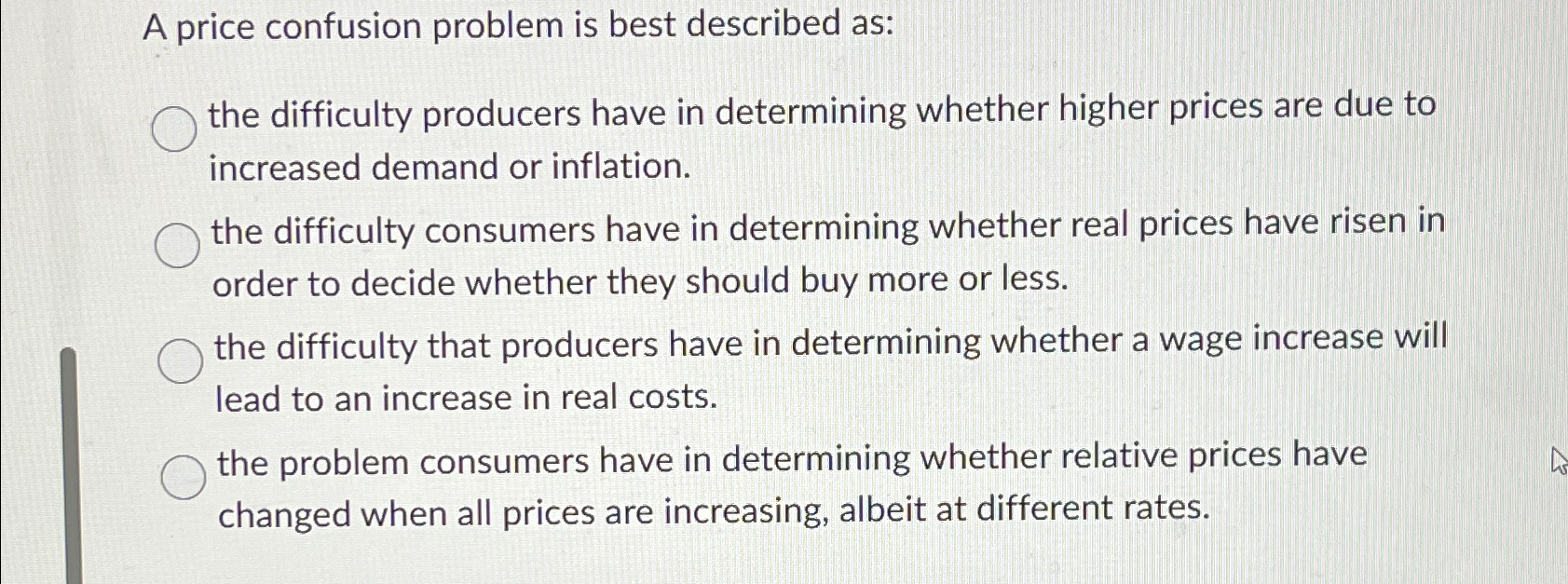 Solved A price confusion problem is best described as:the | Chegg.com