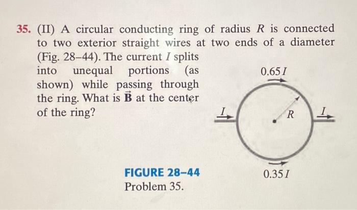 Solved 35. (II) A circular conducting ring of radius R is | Chegg.com Solved 35. (II) A circular conducting ring of radius R is | Chegg.com