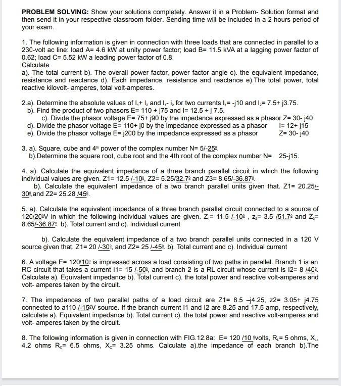 Solved PROBLEM SOLVING: Show your solutions completely. | Chegg.com