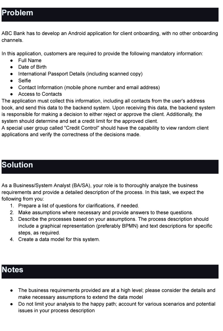 Solved ProblemABC Bank has to develop an Android application | Chegg.com