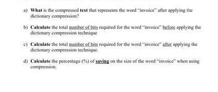 a) What is the compressed text that represents the | Chegg.com