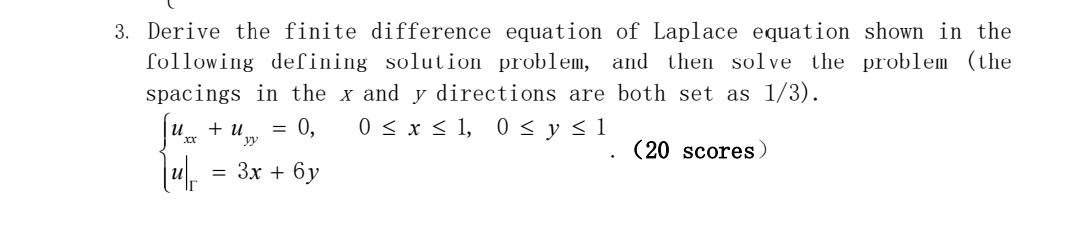 Solved 3. Derive the finite difference equation of Laplace | Chegg.com