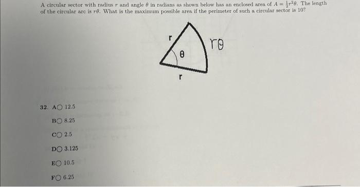 Solved A circular sector with radius r and angle θ in | Chegg.com