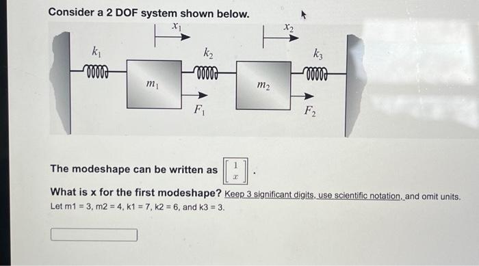 Consider a 2 DOF system shown below. The modeshape | Chegg.com