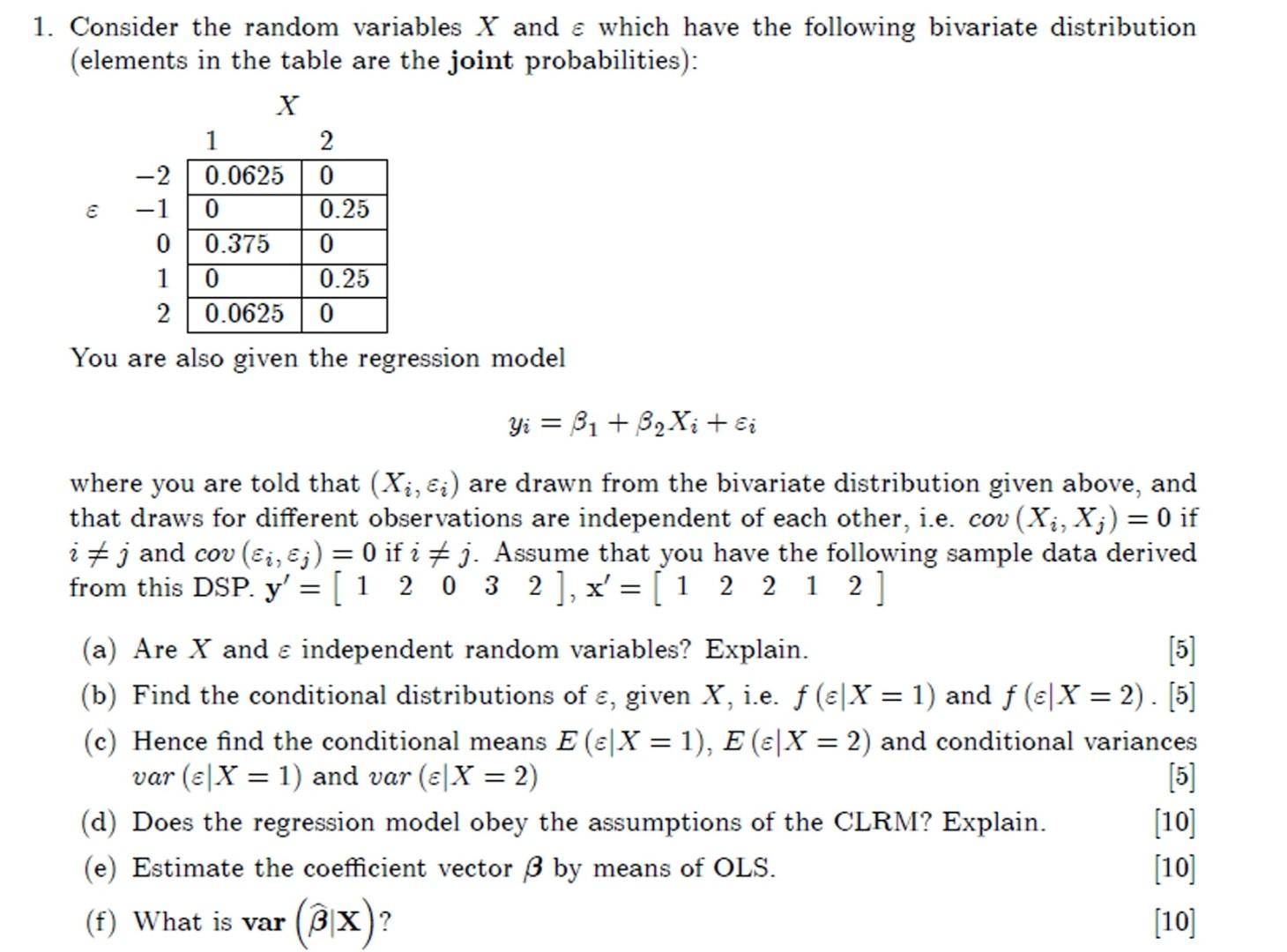 Consider the random variables X and ε which have the | Chegg.com