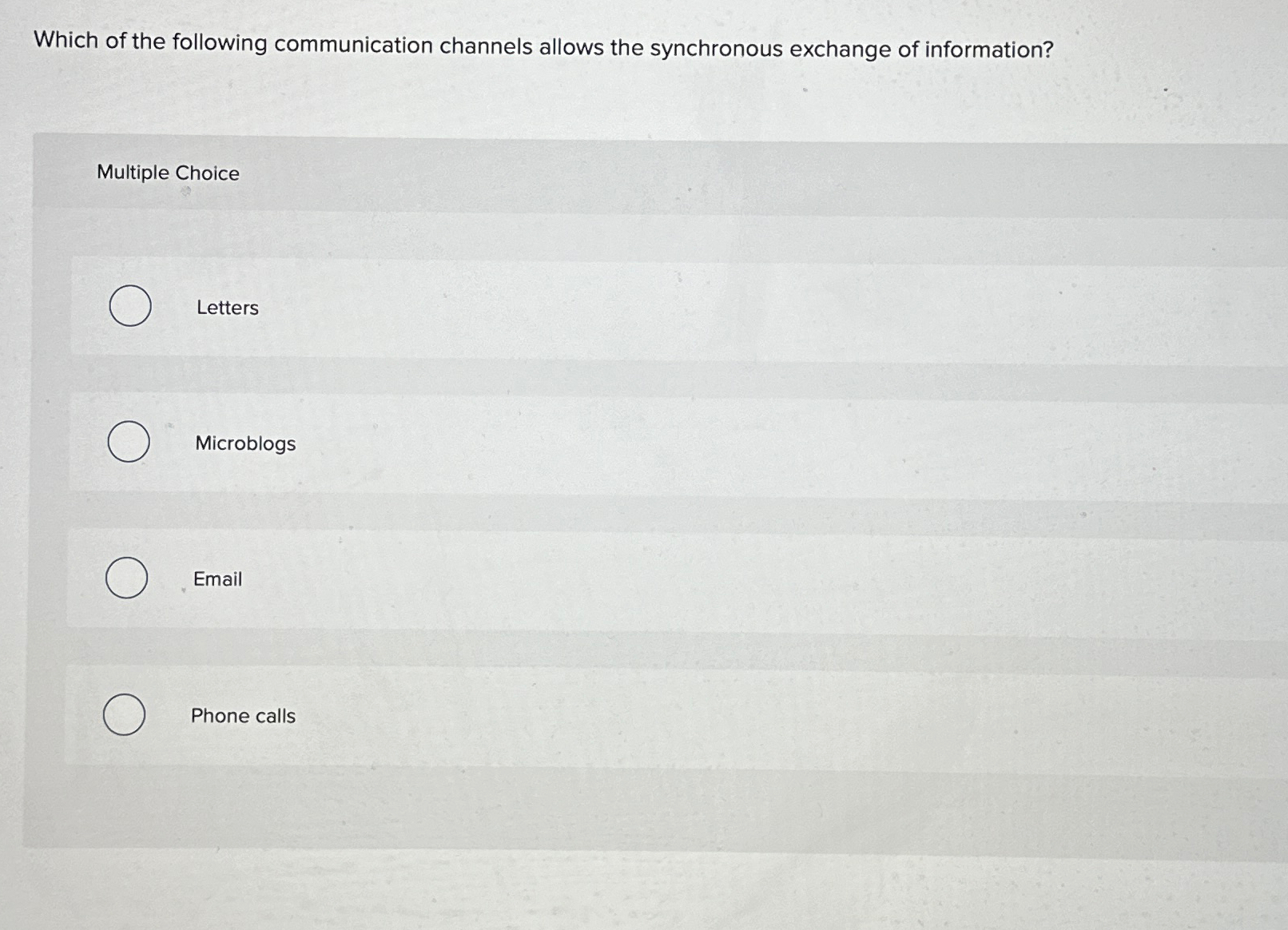 Solved Which of the following communication channels allows | Chegg.com