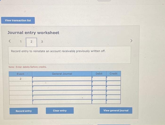 Solved Journal entry worksheet Record collection of an | Chegg.com