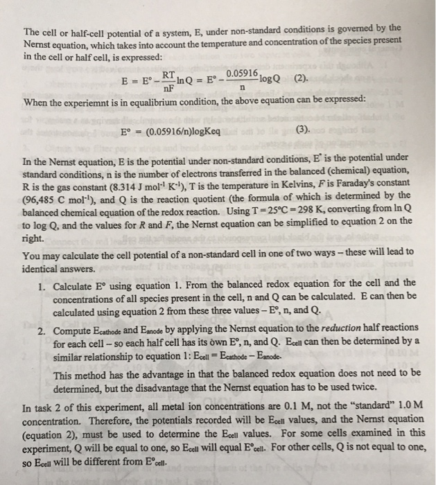 Solved Spontaneity of Electrochemical Cell Reactions:The | Chegg.com