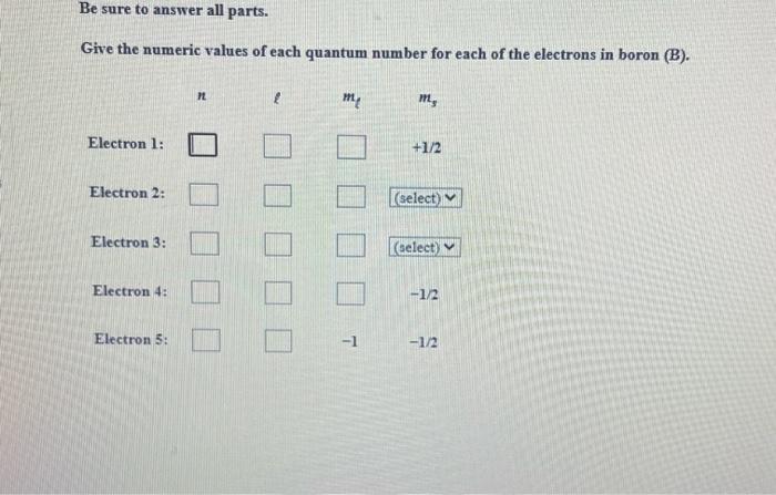 Solved Be sure to answer all parts. Give the numeric values | Chegg.com