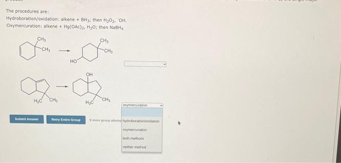 Solved The procedures are: Hydroboration/oxidation: alkene | Chegg.com