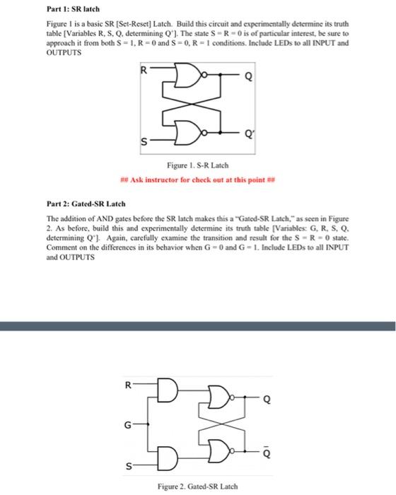 Solved Part 1: SR latch Figure I is a basic SR [Set-Reset] | Chegg.com