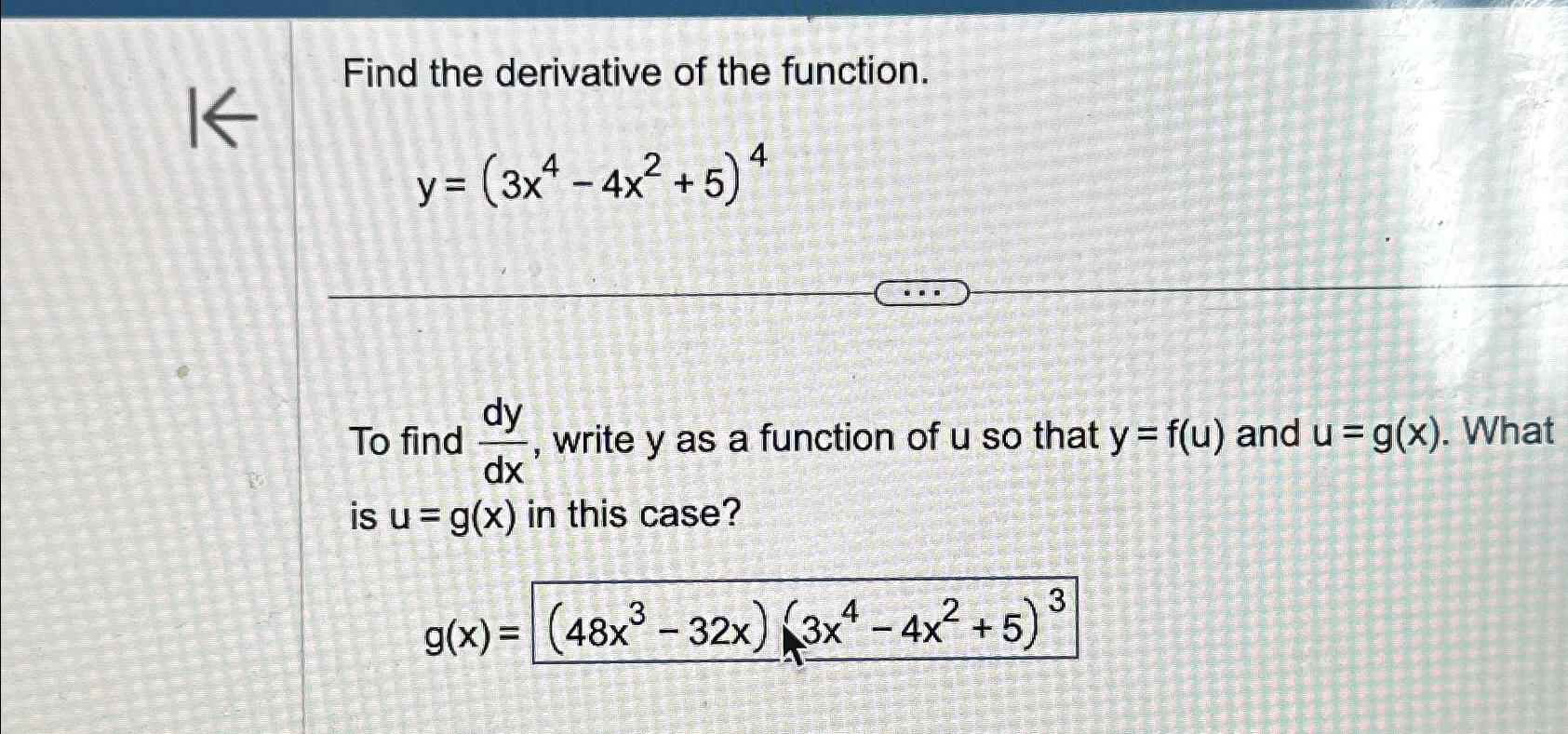 Solved Find The Derivative Of The Function Y 3x4 4x2 5 4to